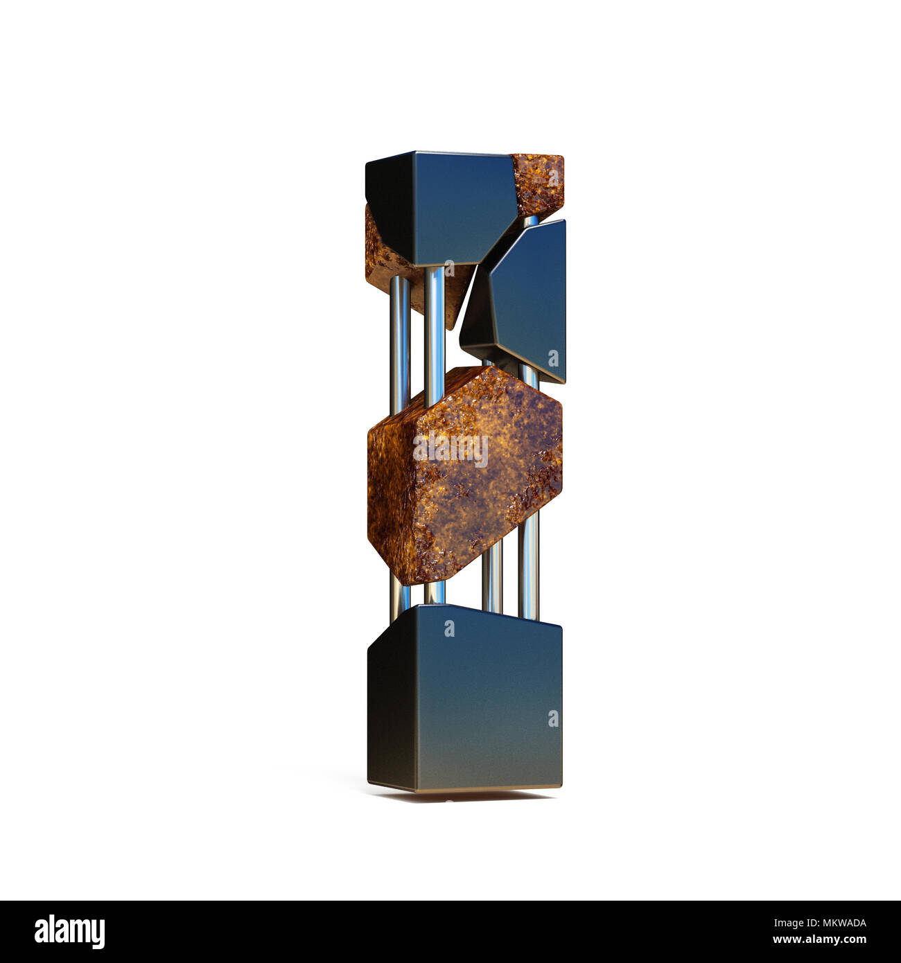Black brown fracture font LETTER I 3D rendering illustration isolated ...