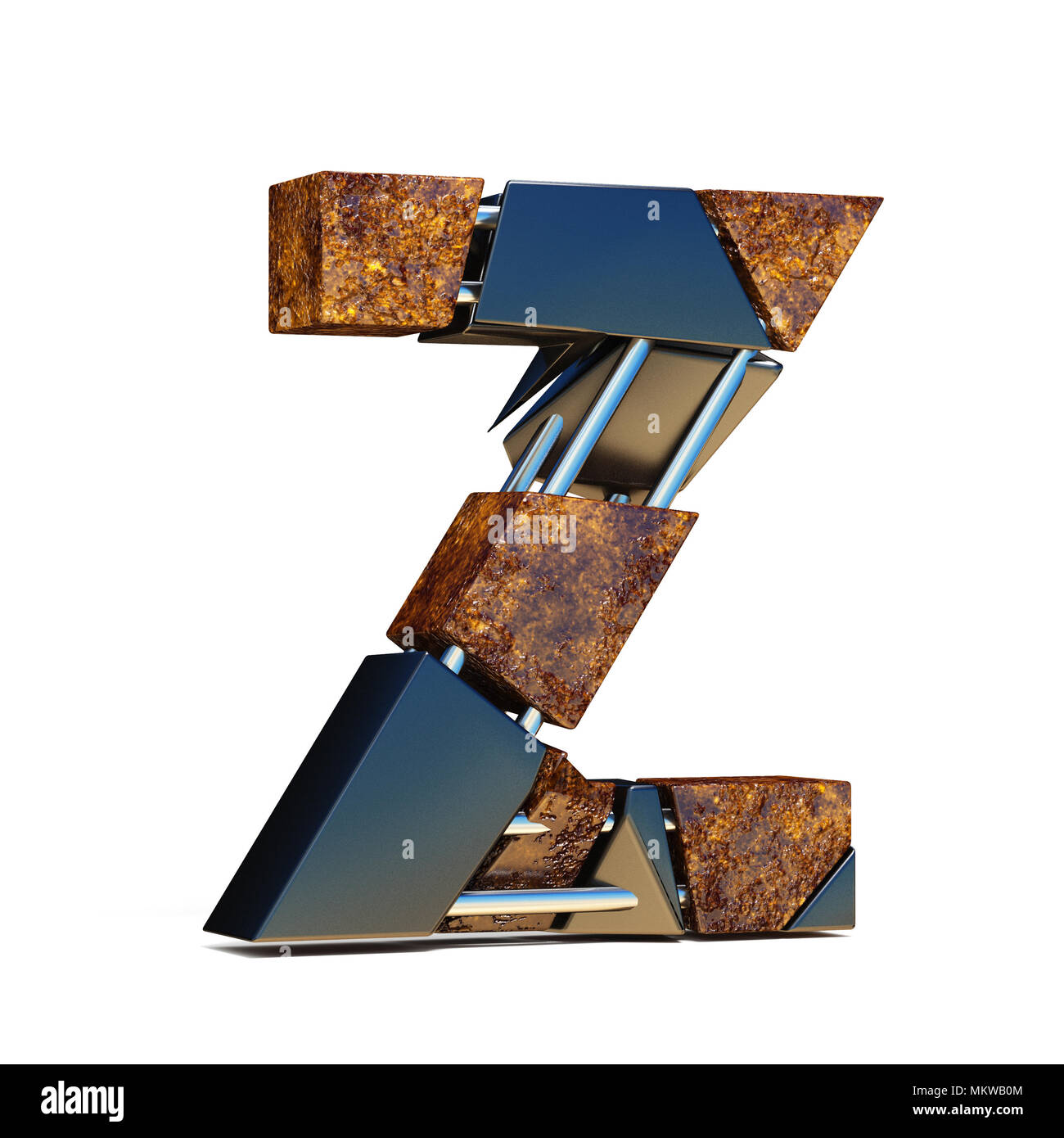 Black brown fracture font LETTER Z 3D rendering illustration isolated ...