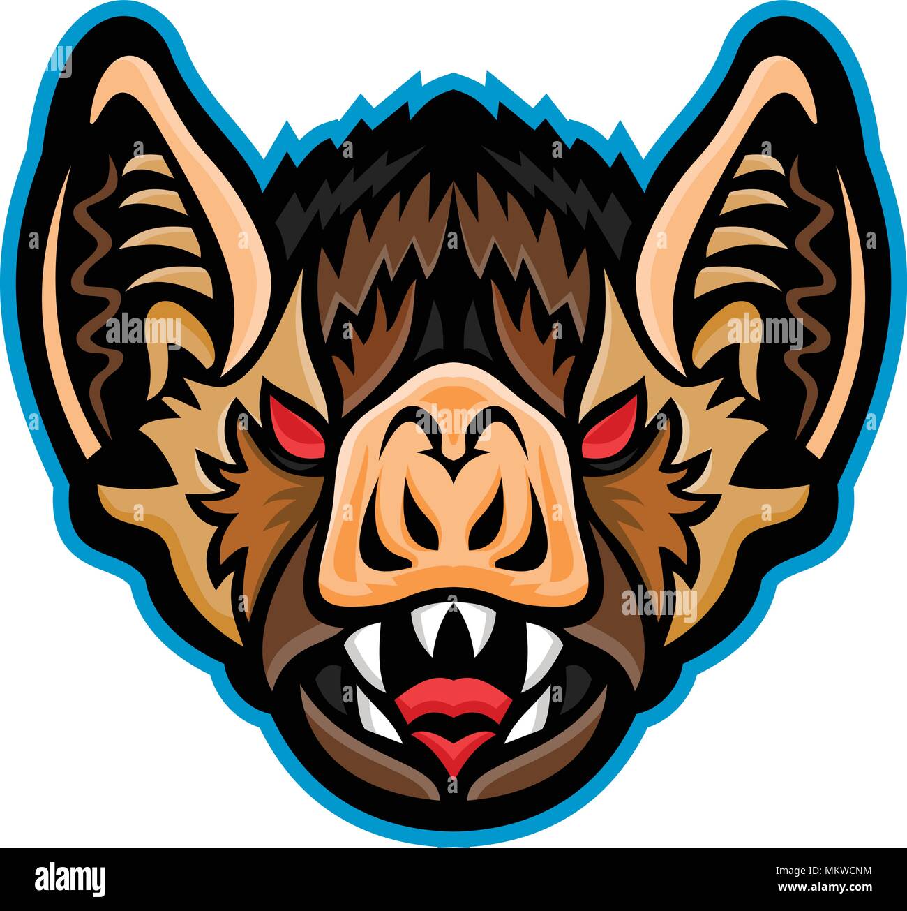 Mascot icon illustration of head of a Vampire bat, a bat specie native ...