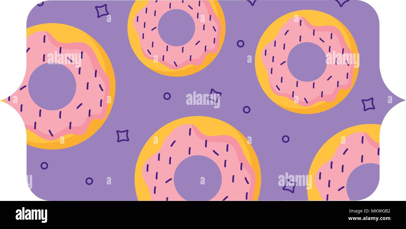 decorative banner with donuts pattern over white background, colorful ...