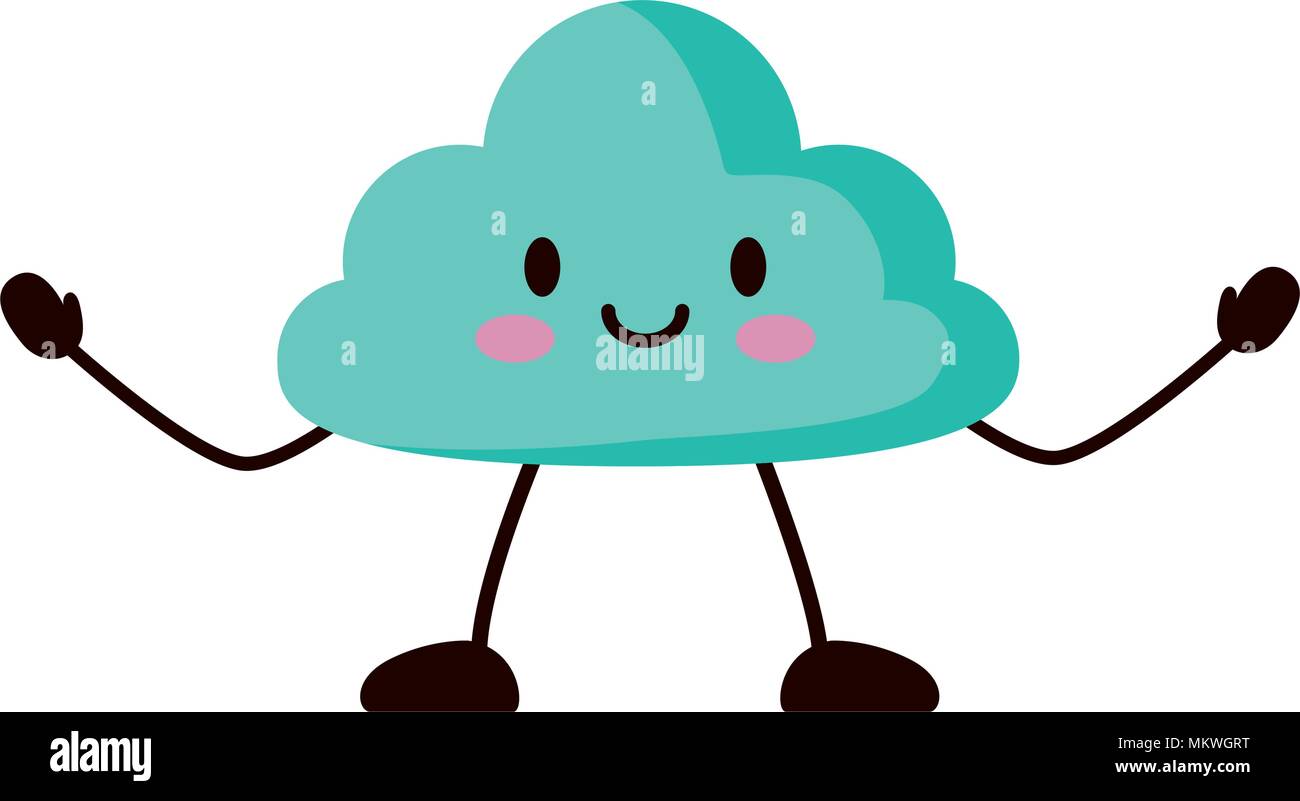 kawaii happy cloud icon over white background, vector illustration ...