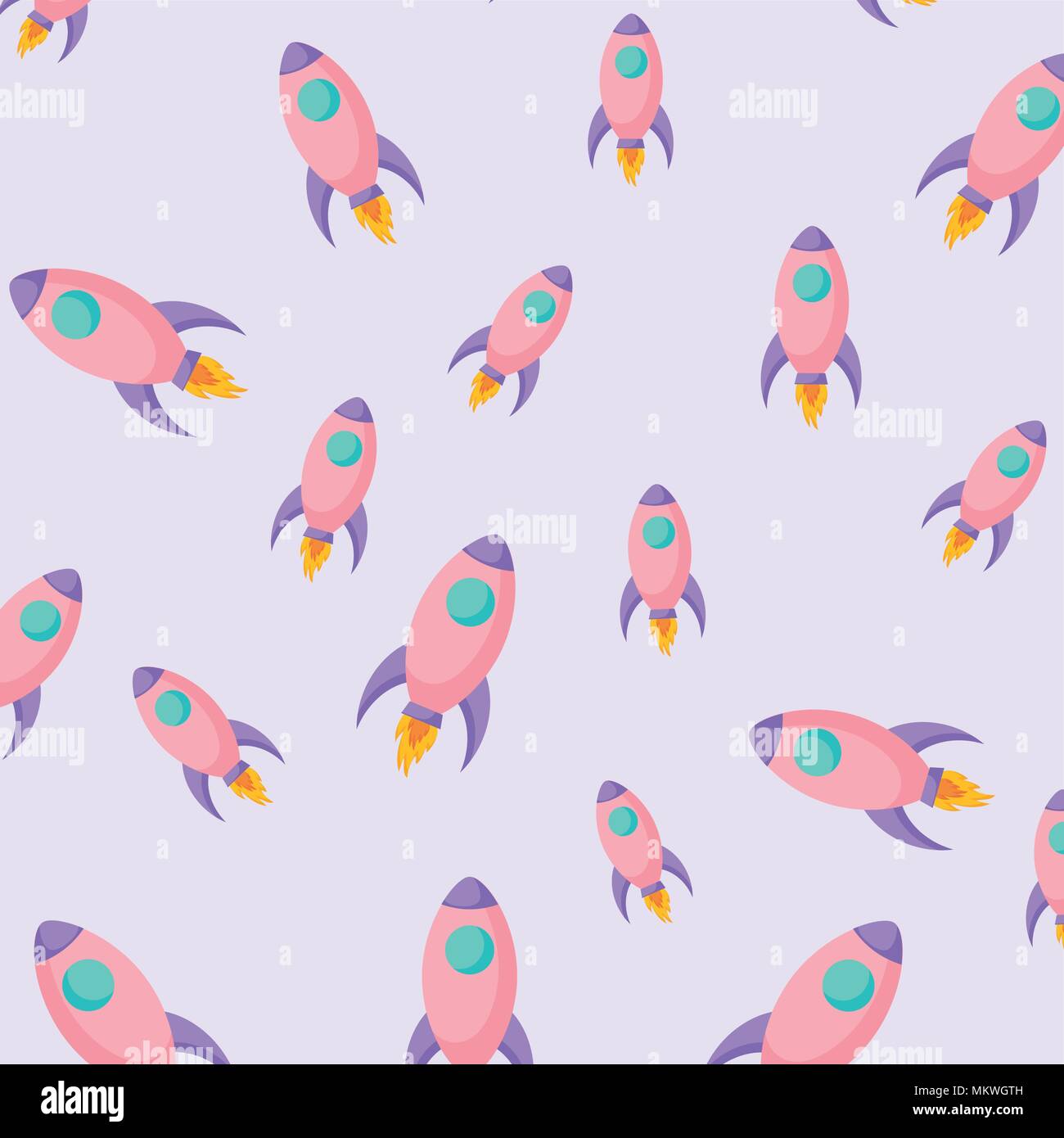 background with space rockets pattern, colorful design. vector ...