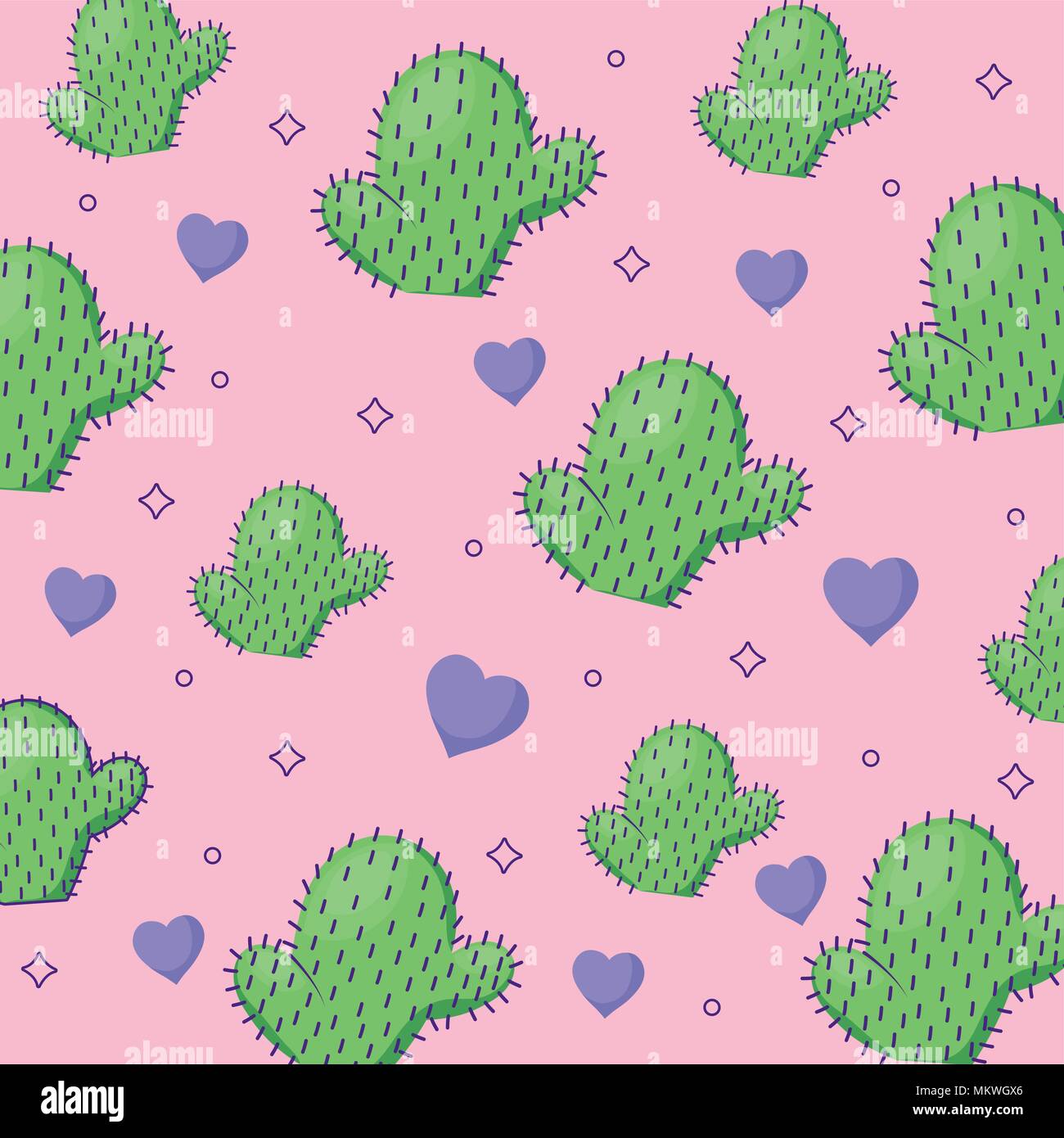 pattern of hearts and cactus, colorful design. vector illustration ...