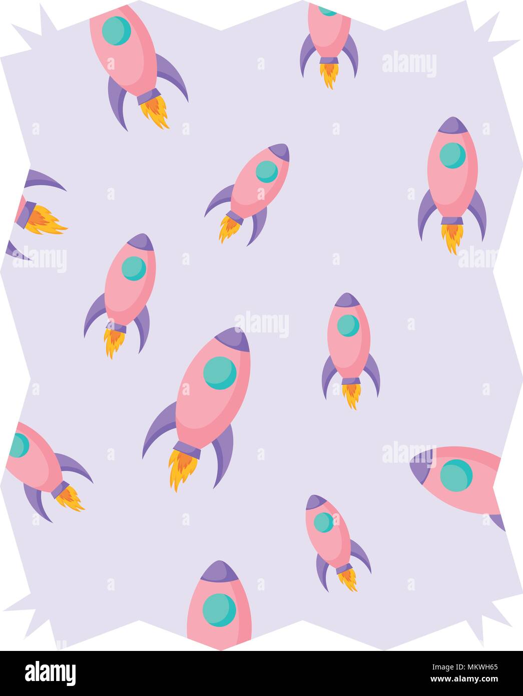 abstract frame with space rockets pattern over white background, vector ...