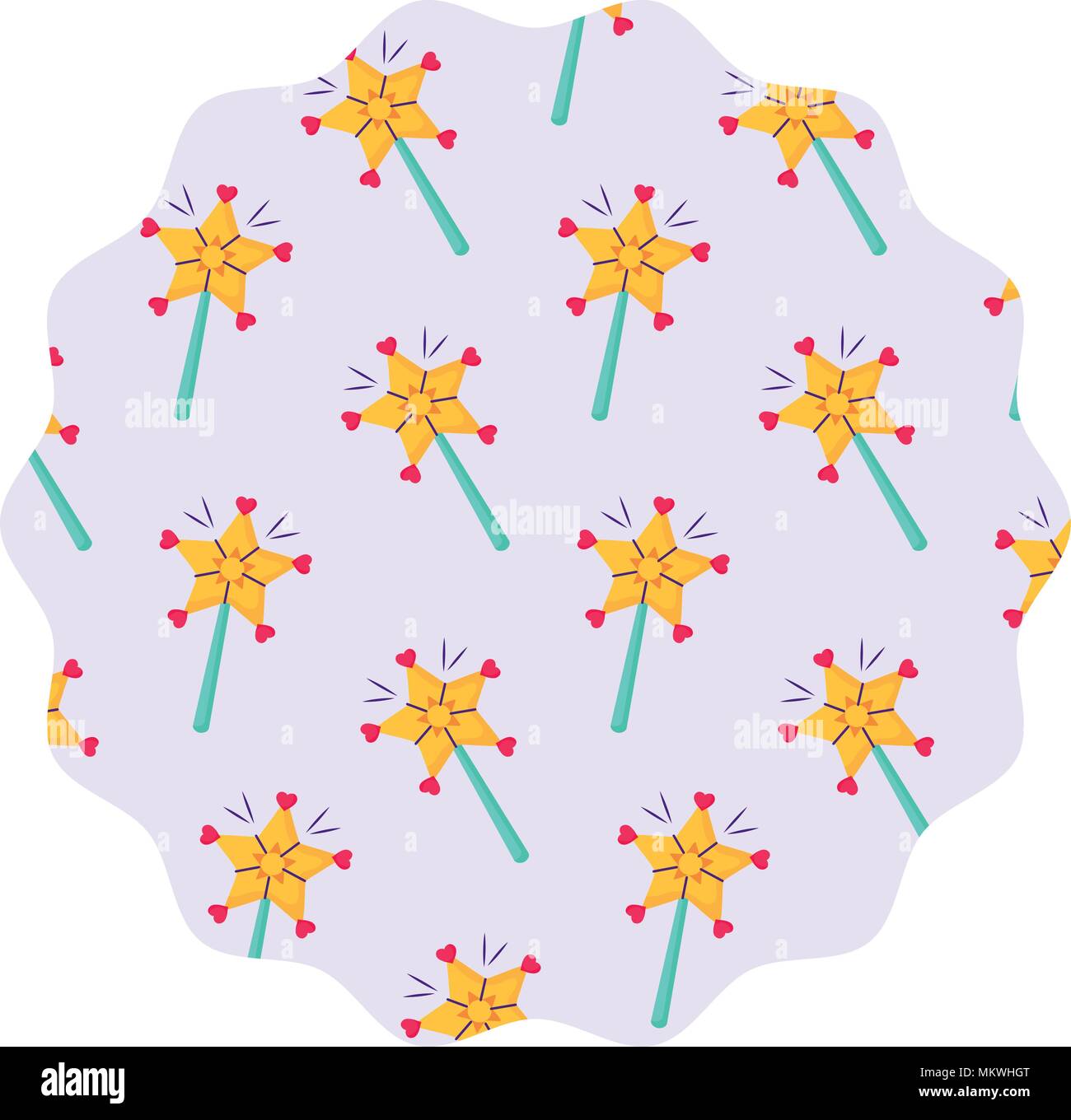 circular frame with magic wand pattern, colorful design. vector ...