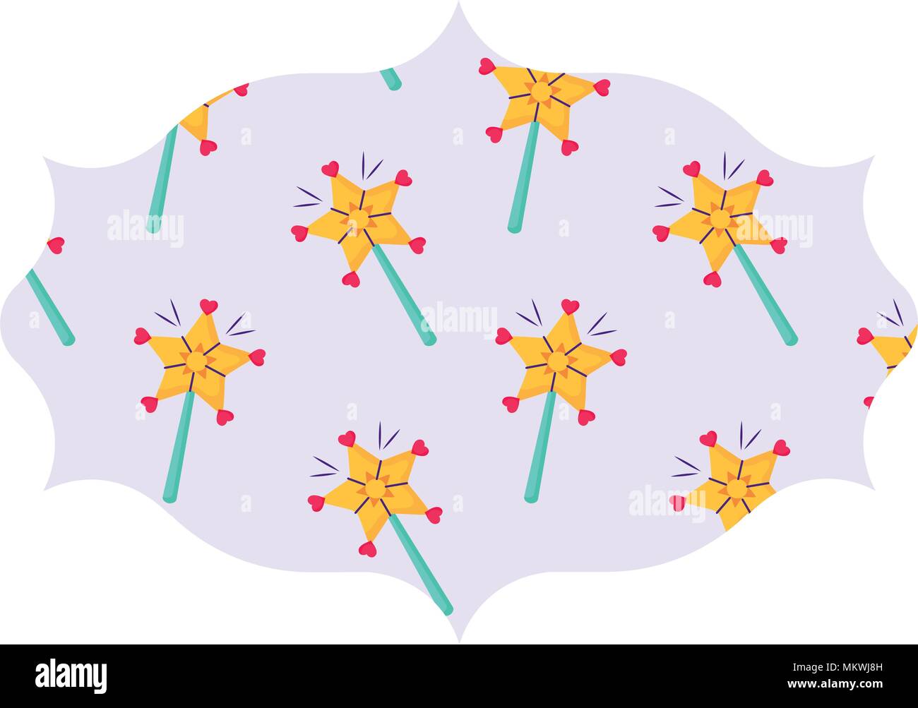 arabic frame with magic wand pattern over white background, colorful ...