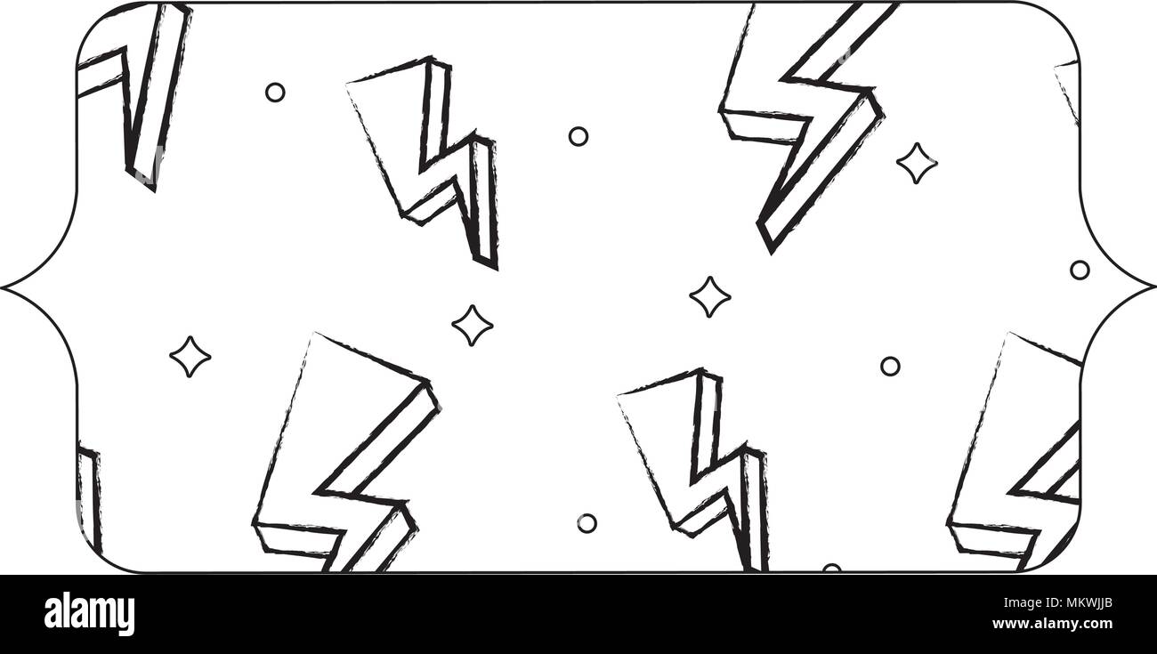 sketch of banner with lightning pattern over white background, vector ...