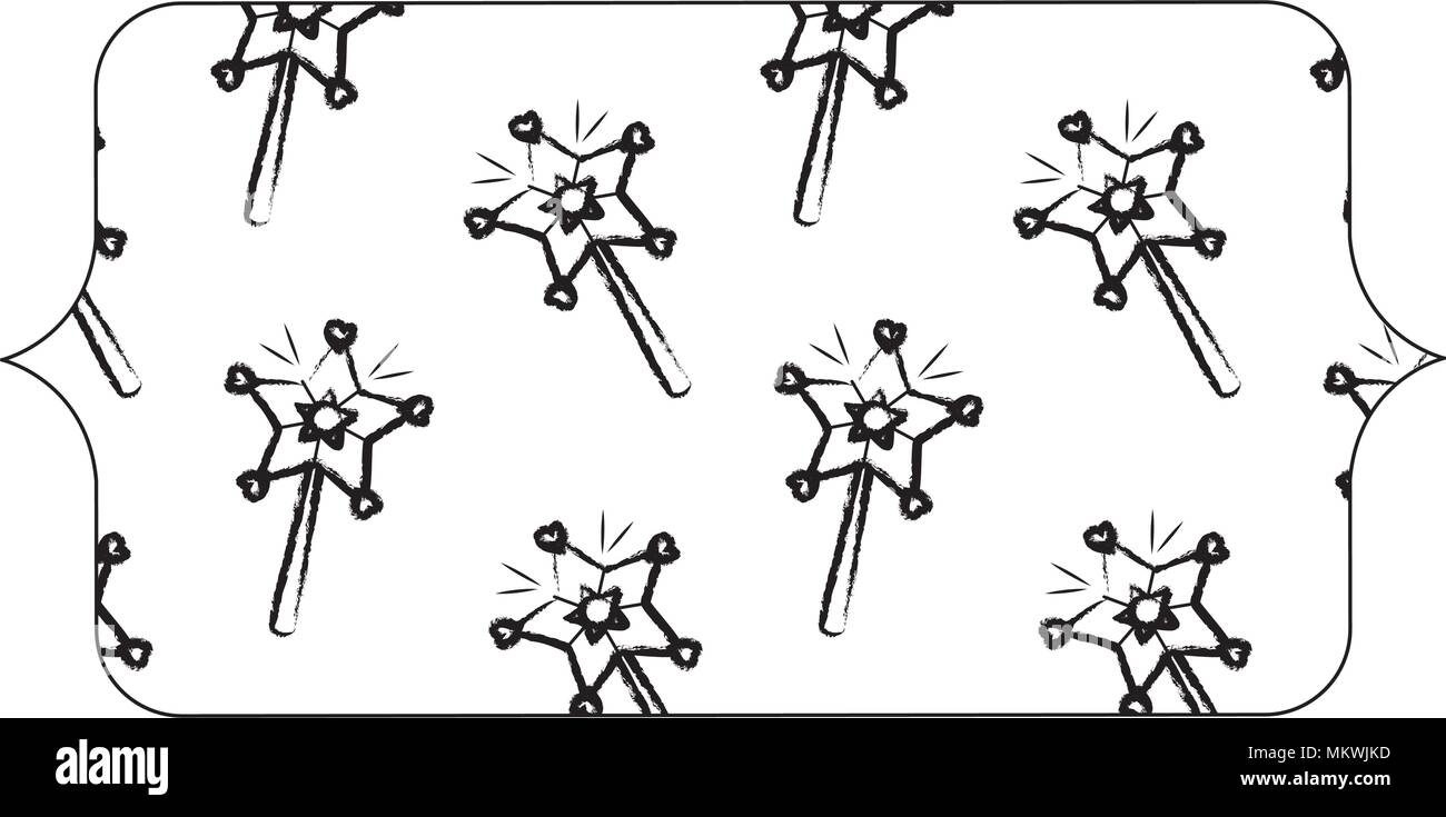 decorative banner with magic wand pattern over white background, vector ...