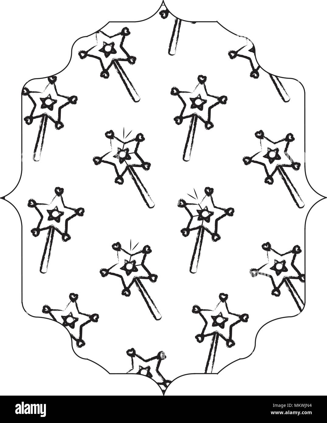 arabic frame with magic wand pattern over white background, vector ...