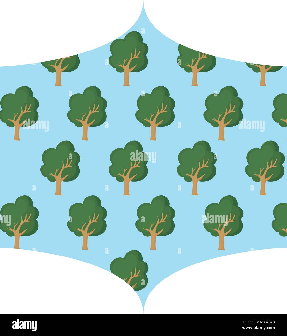 arabic frame with trees pattern over white background, colorful design ...