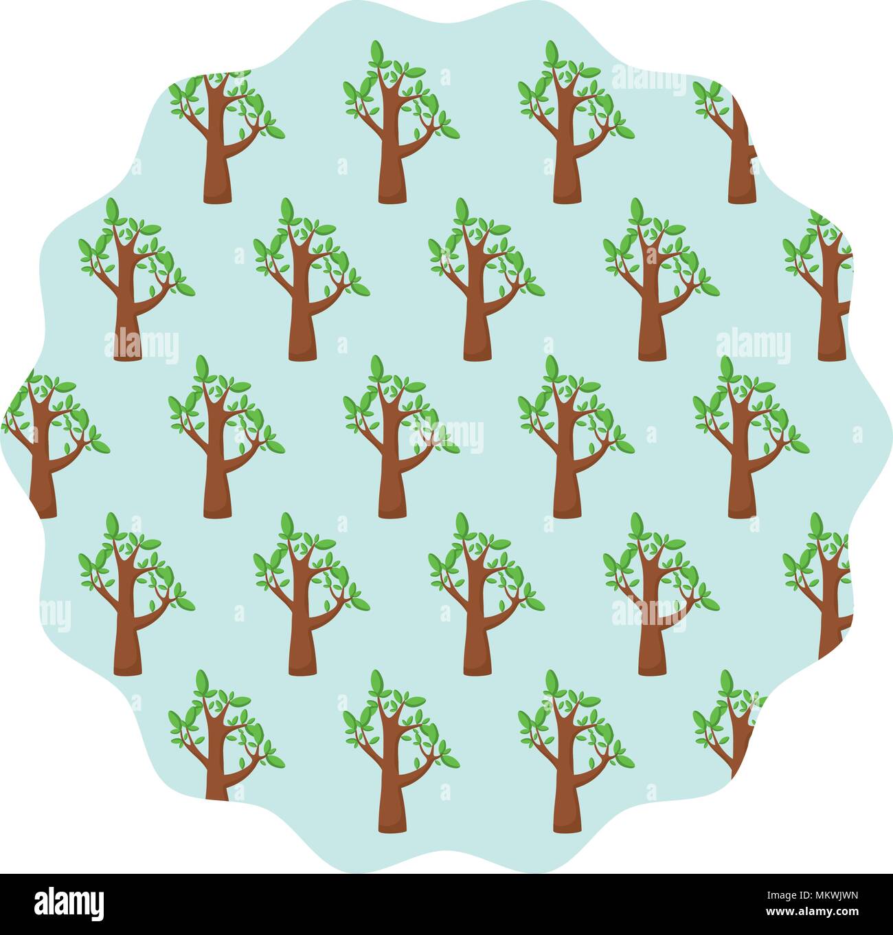 decorative circular frame with trees design over white background ...