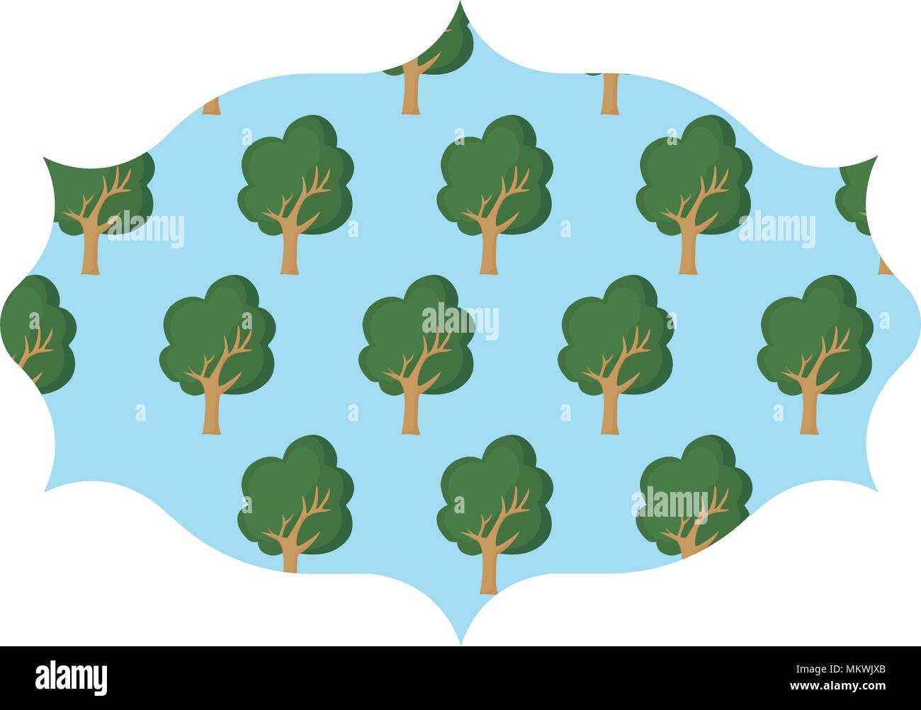 arabic frame with trees pattern over white background, colorful design ...
