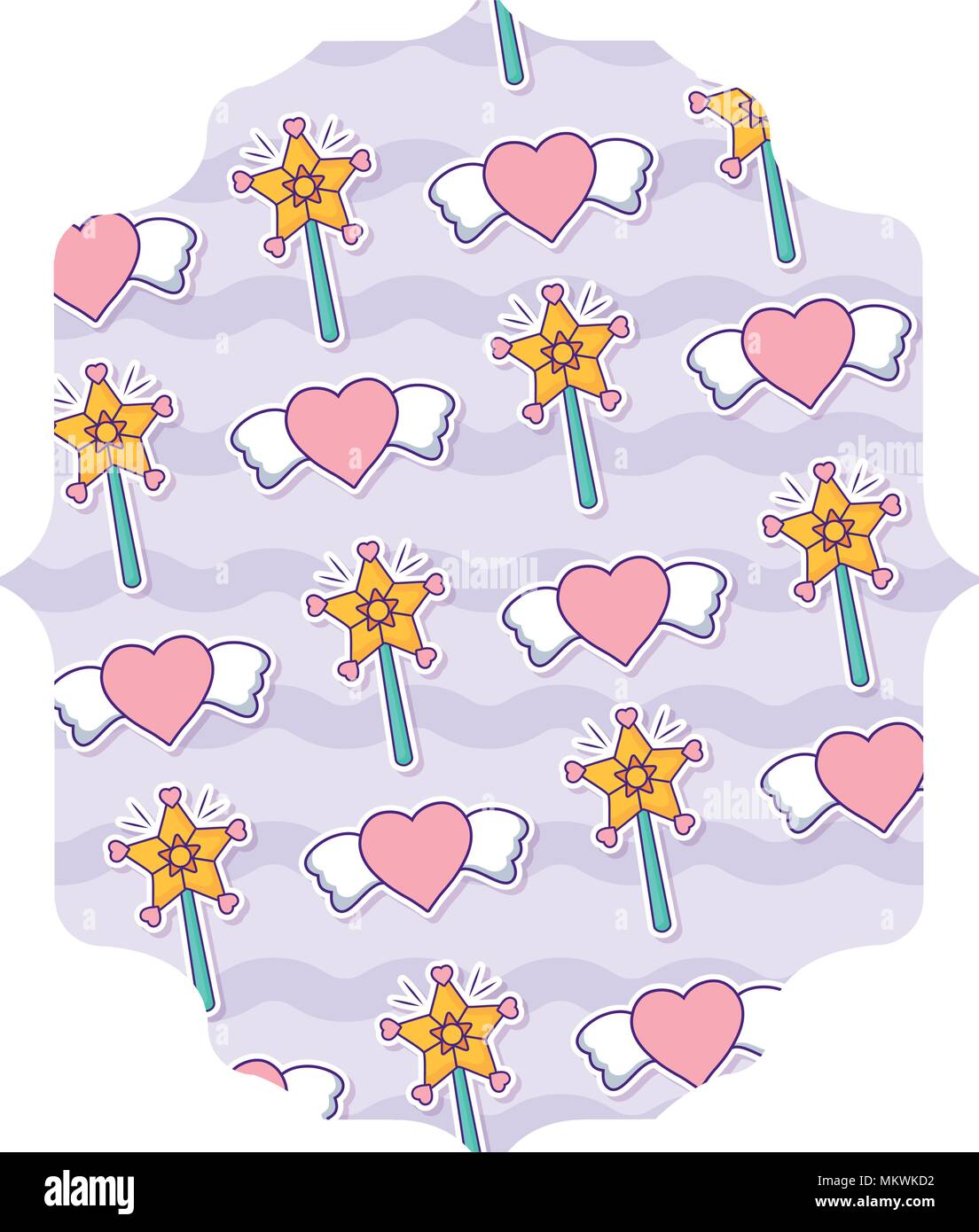 arabic frame with magic wand and hearts pattern, colorful design ...