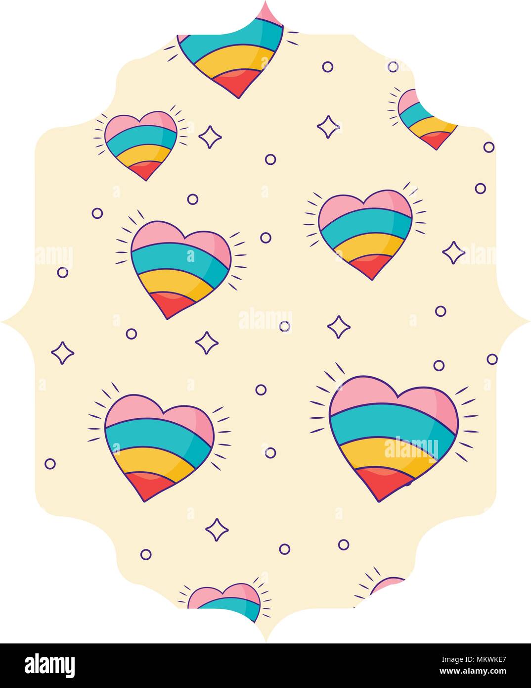 arabic frame with hearts pattern over white background, vector ...
