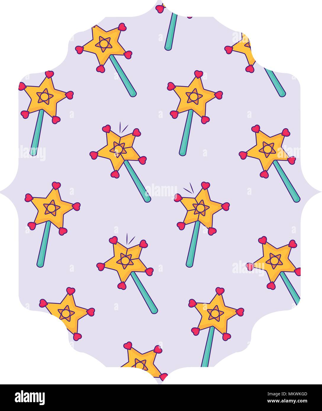 arabic frame with magic wand pattern over white background, colorful ...