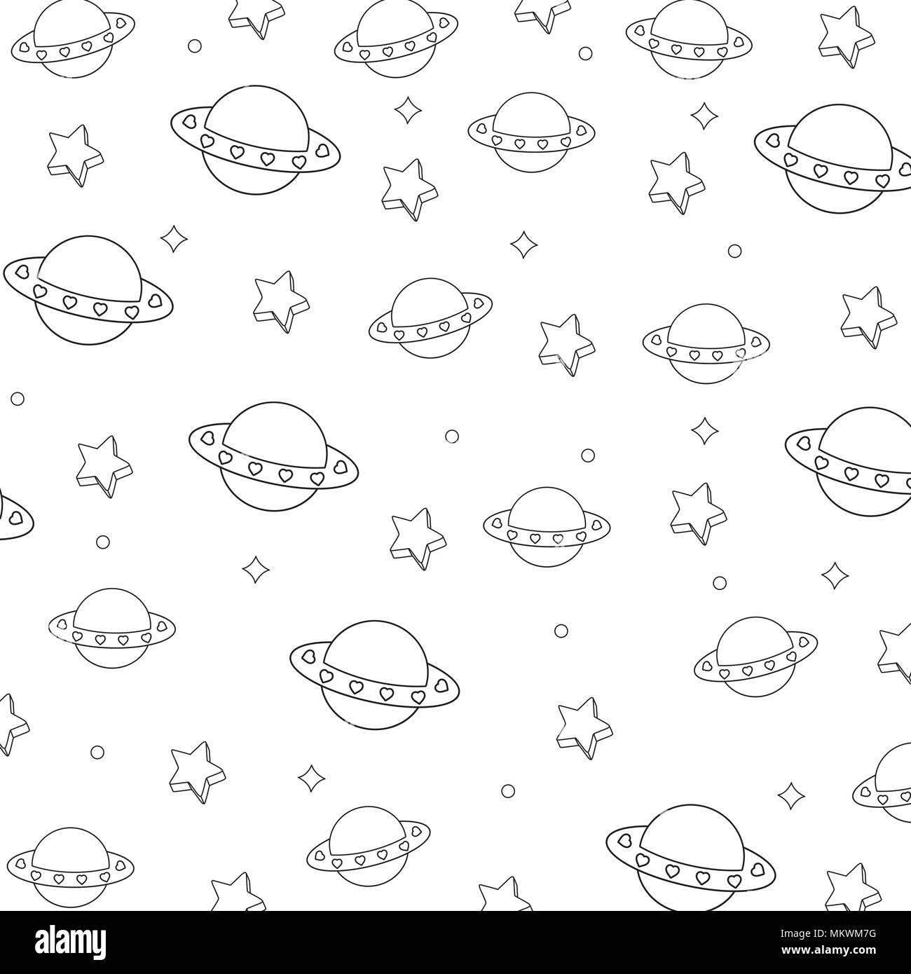 background with ufo and stars pattern, vector illustration Stock Vector ...