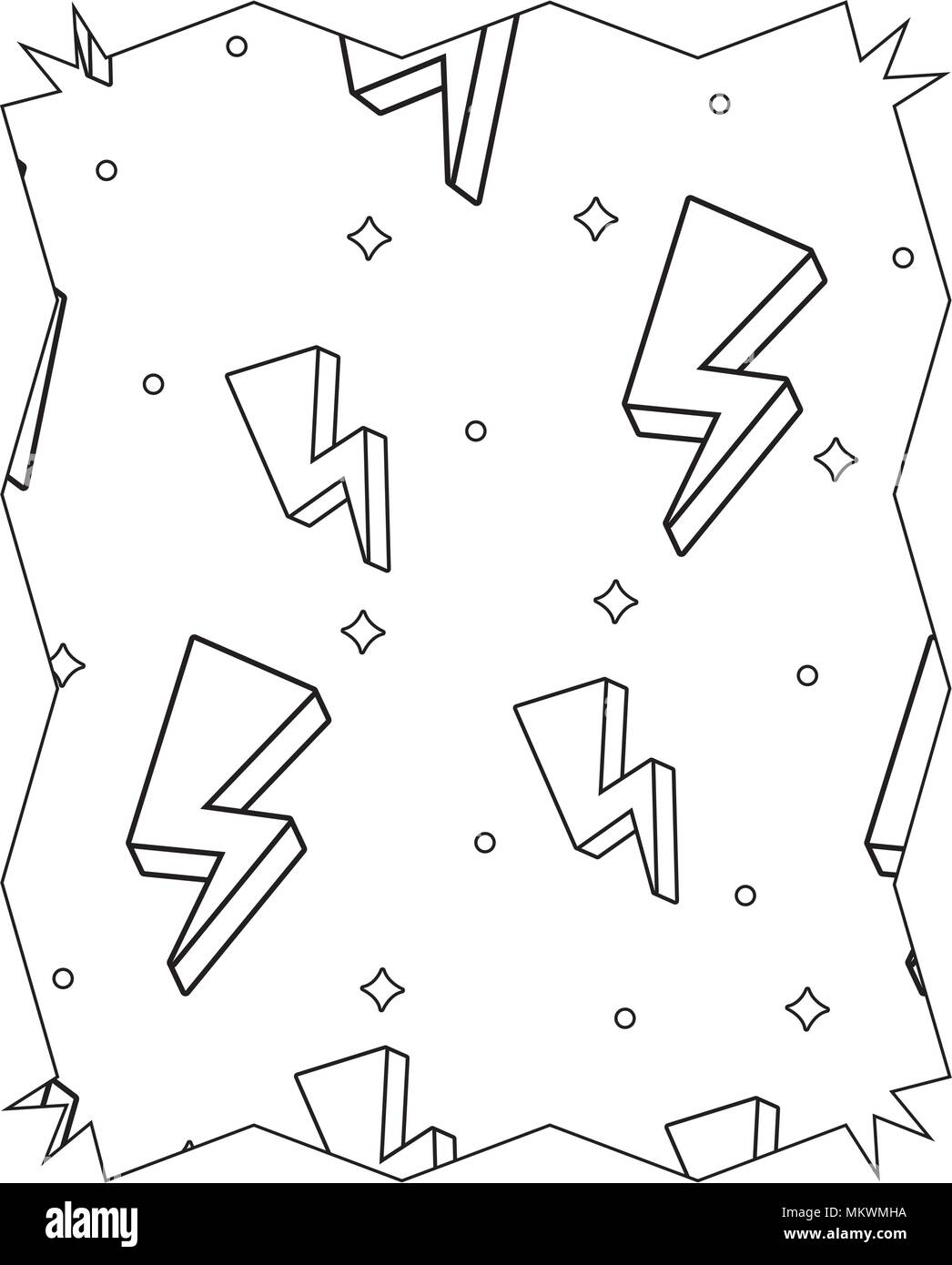abstract frame with lightning pattern over white background, vector ...