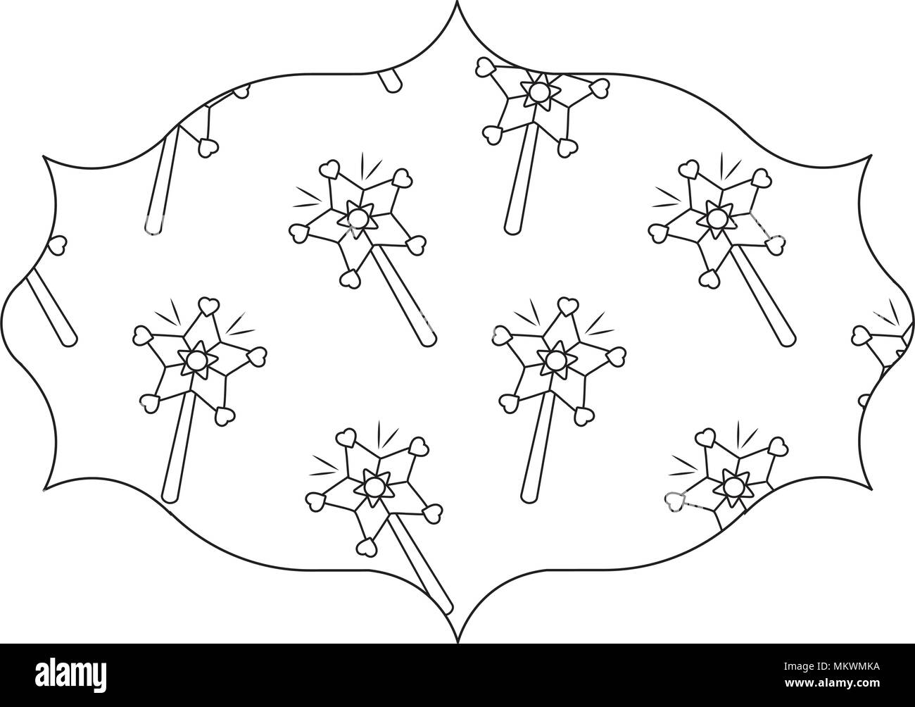 arabic frame with magic wand pattern over white background, vector ...