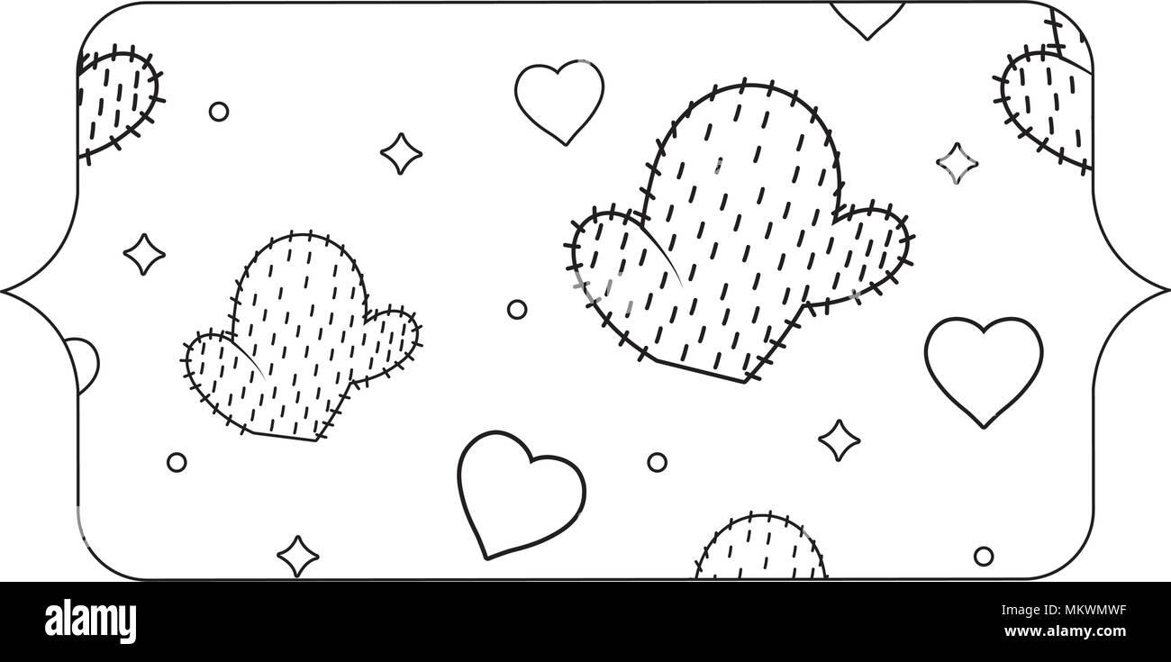 banner with cactus and hearts pattern over white background, vector ...