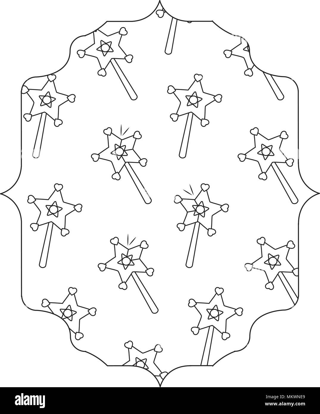 arabic frame with magic wand pattern over white background, vector ...