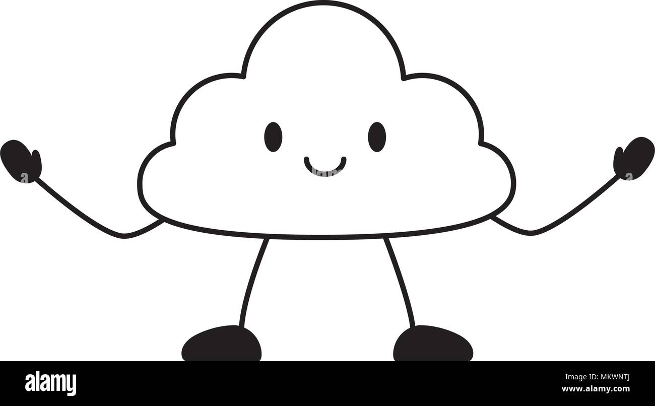 kawaii happy cloud icon over white background, vector illustration ...