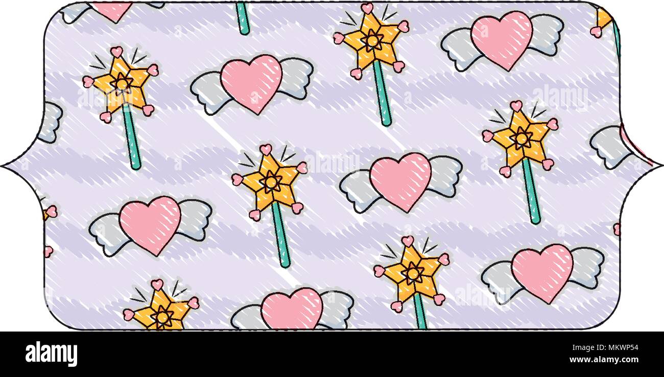 banner with magic wand and hearts pattern, colorful design. vector ...