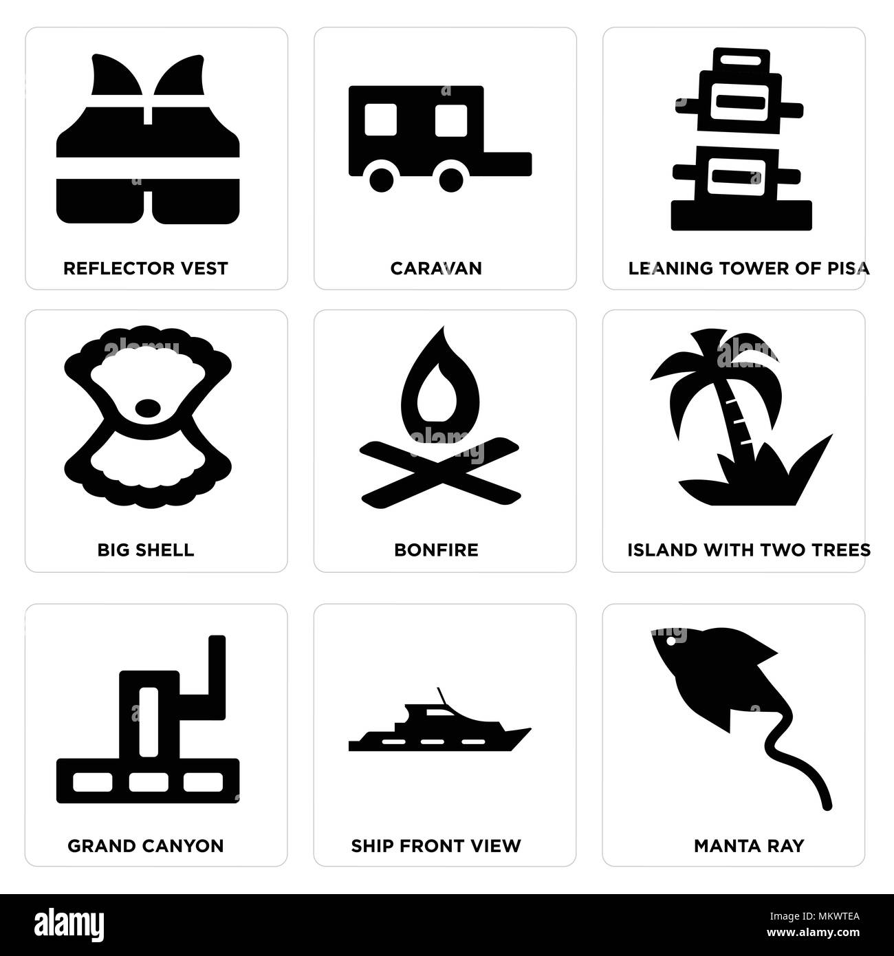 Set Of 9 simple editable icons such as Manta Ray, Ship Front View ...