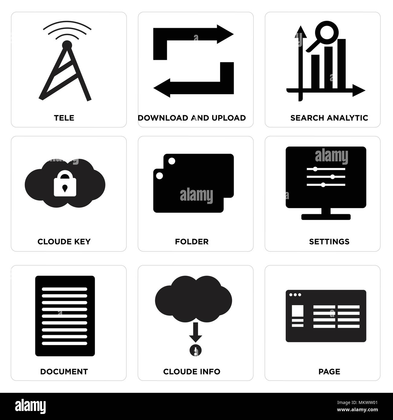 Folder download simple icons Stock Vector Images - Alamy