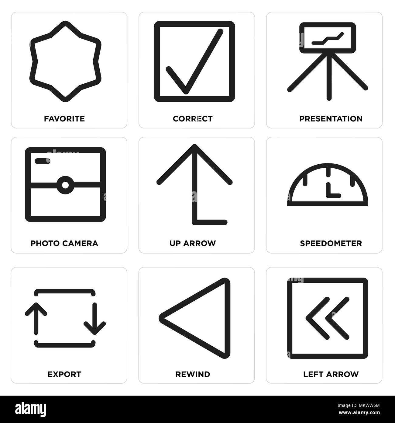 Set Of 9 Simple Editable Icons Such As Left Arrow Rewind Export