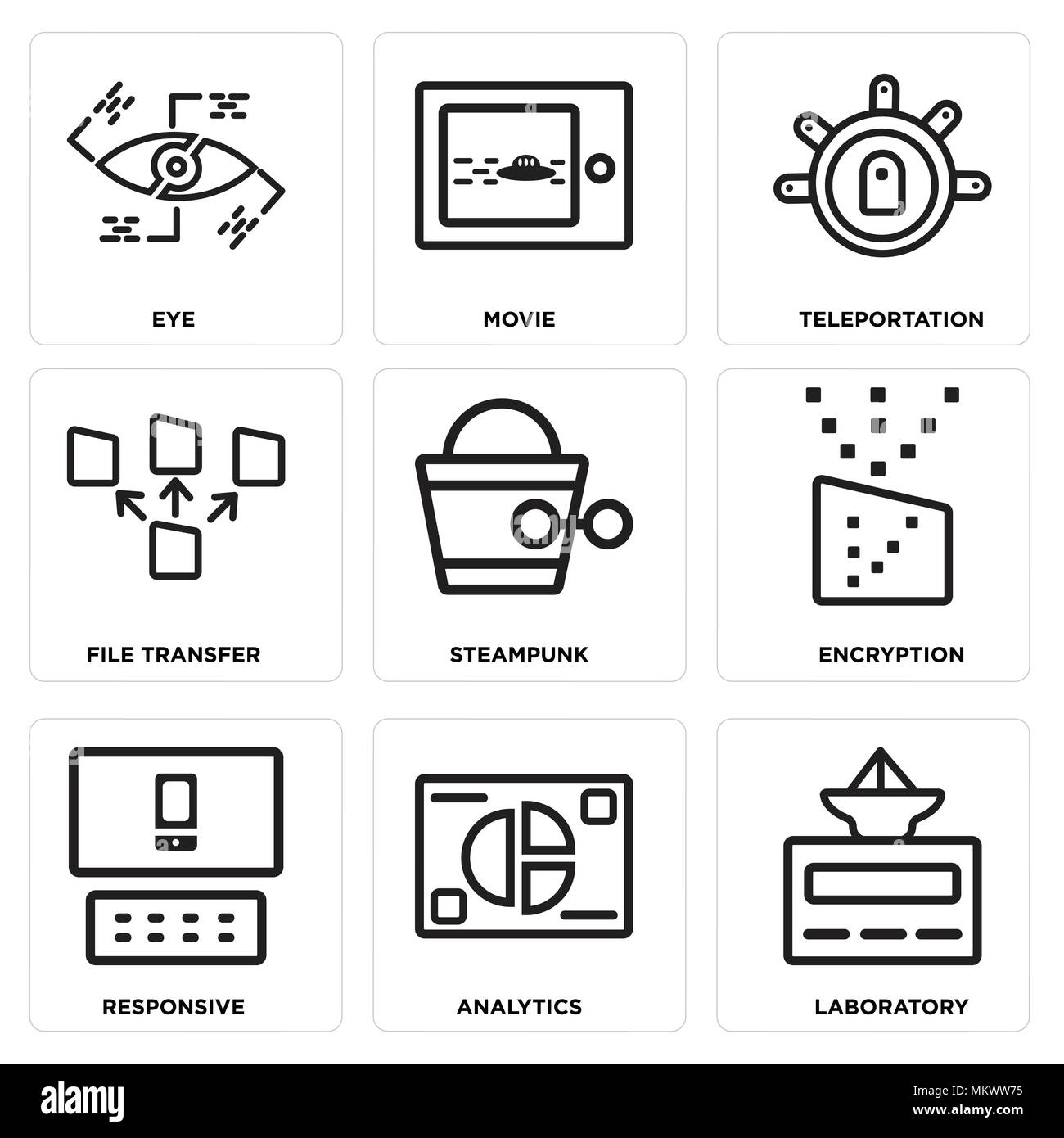 Set Of 9 Simple Editable Icons Such As Laboratory Analytics Responsive Encryption Steampunk
