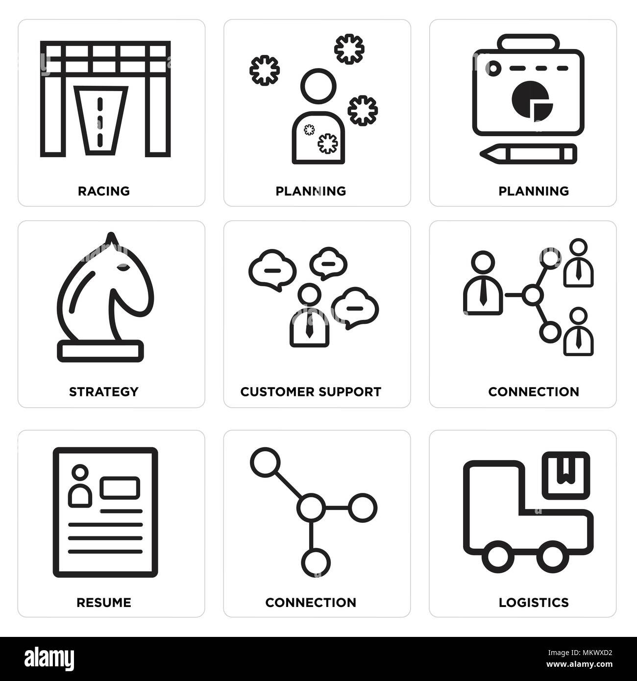 Set Of 9 simple editable icons such as Logistics, Connection, Resume ...