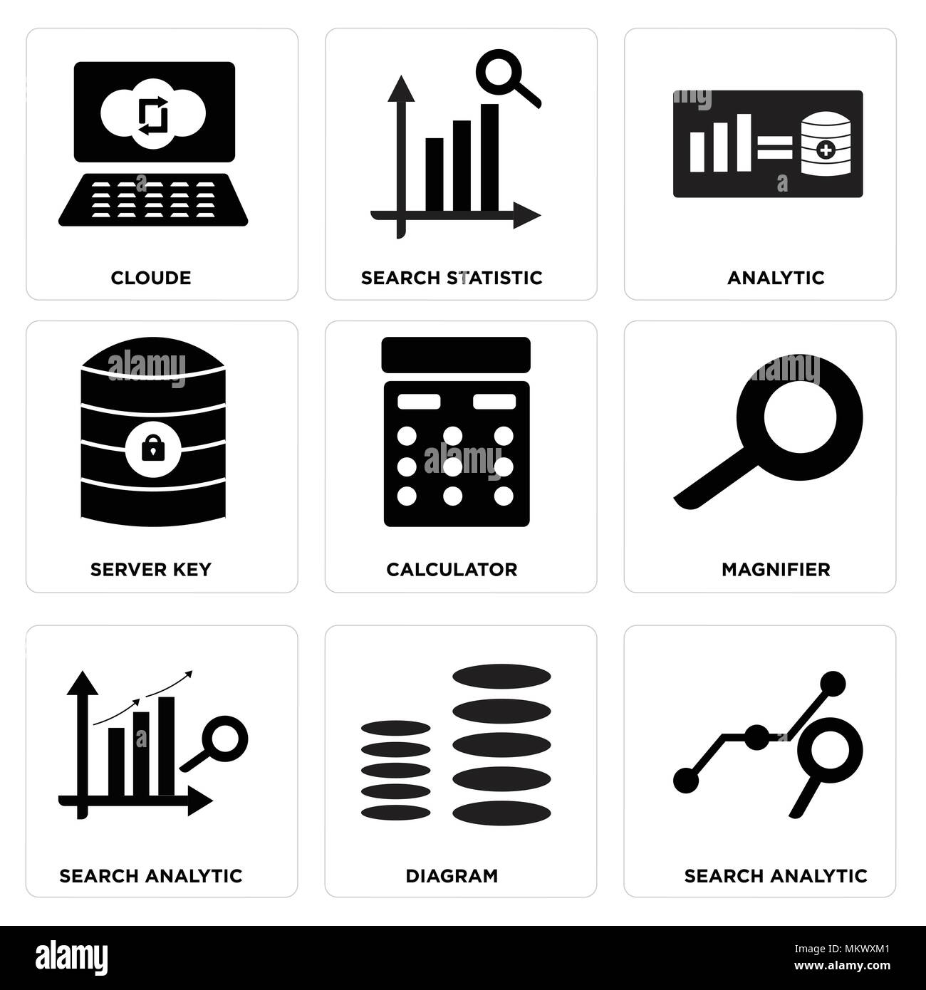 Set Of 9 Simple Editable Icons Such As Search Analytic Diagram