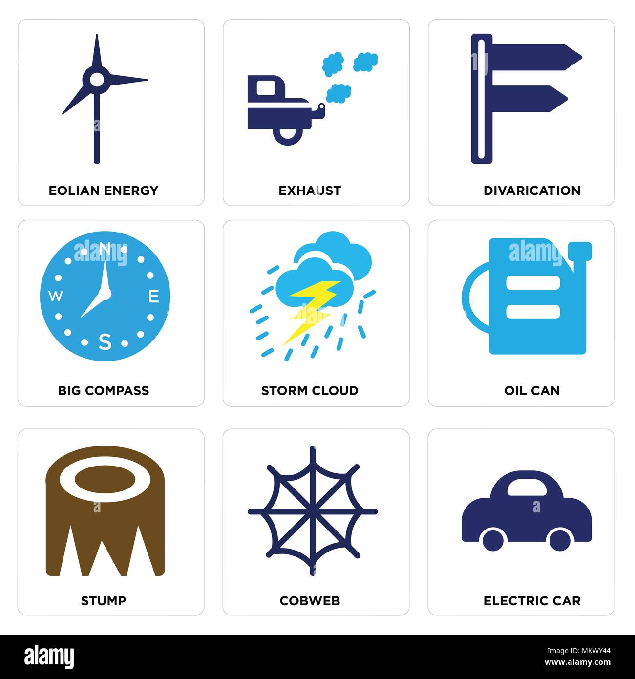 Set Of 9 simple editable icons such as Electric Car, Cobweb, Stump, Oil ...