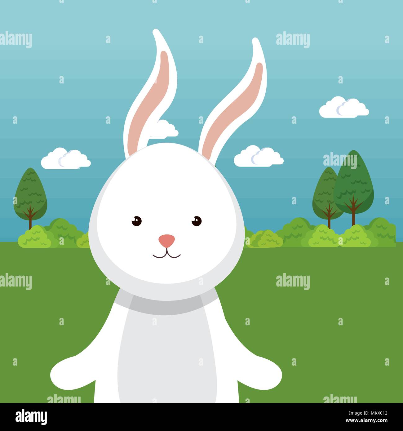 cute rabbit in the field landscape character Stock Vector Image & Art ...