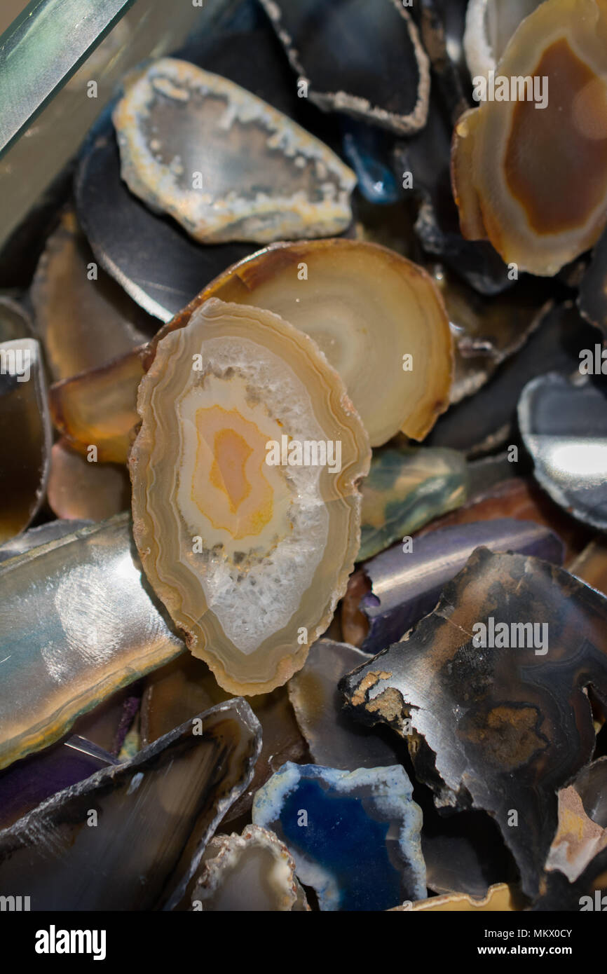 A cross section of Agate gemstone as natural mineral rock Stock Photo ...