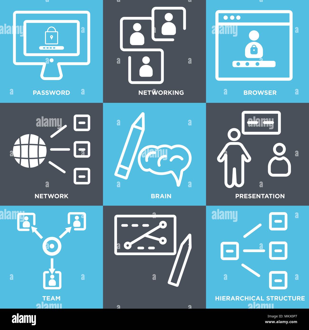 Set Of 9 Simple Editable Icons Such As Hierarchical Structure Team