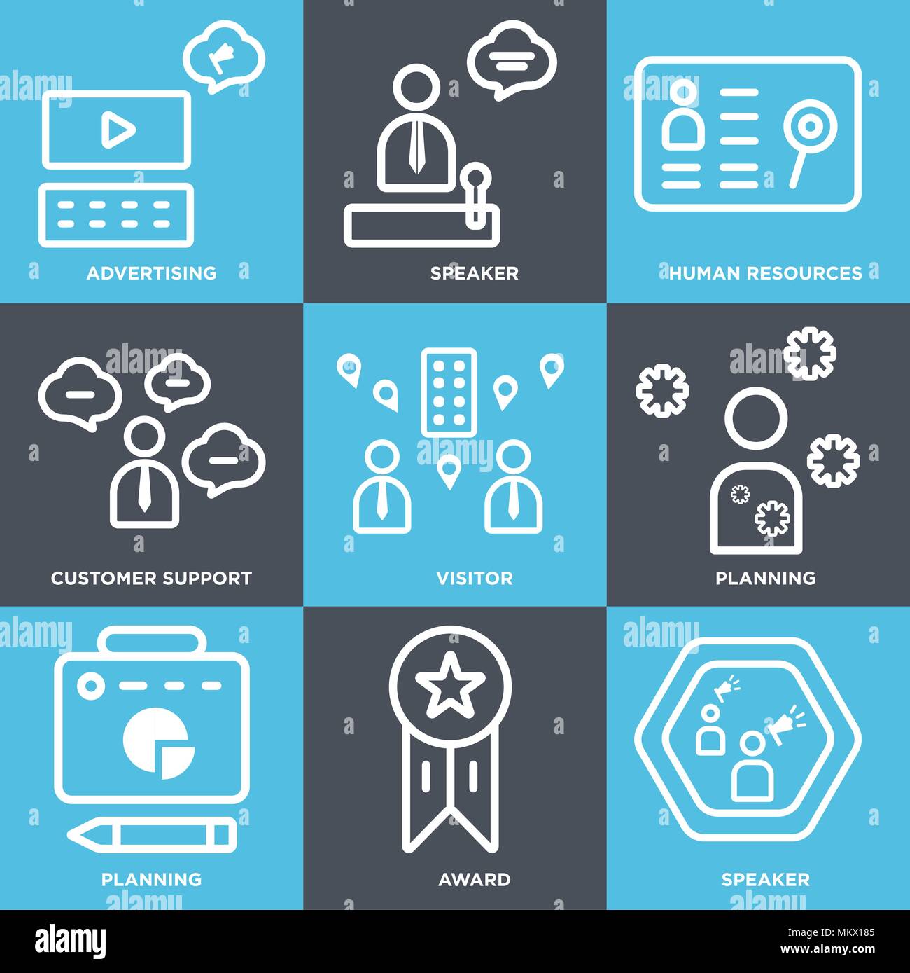 Set Of 9 simple editable icons such as Speaker, Award, Planning ...
