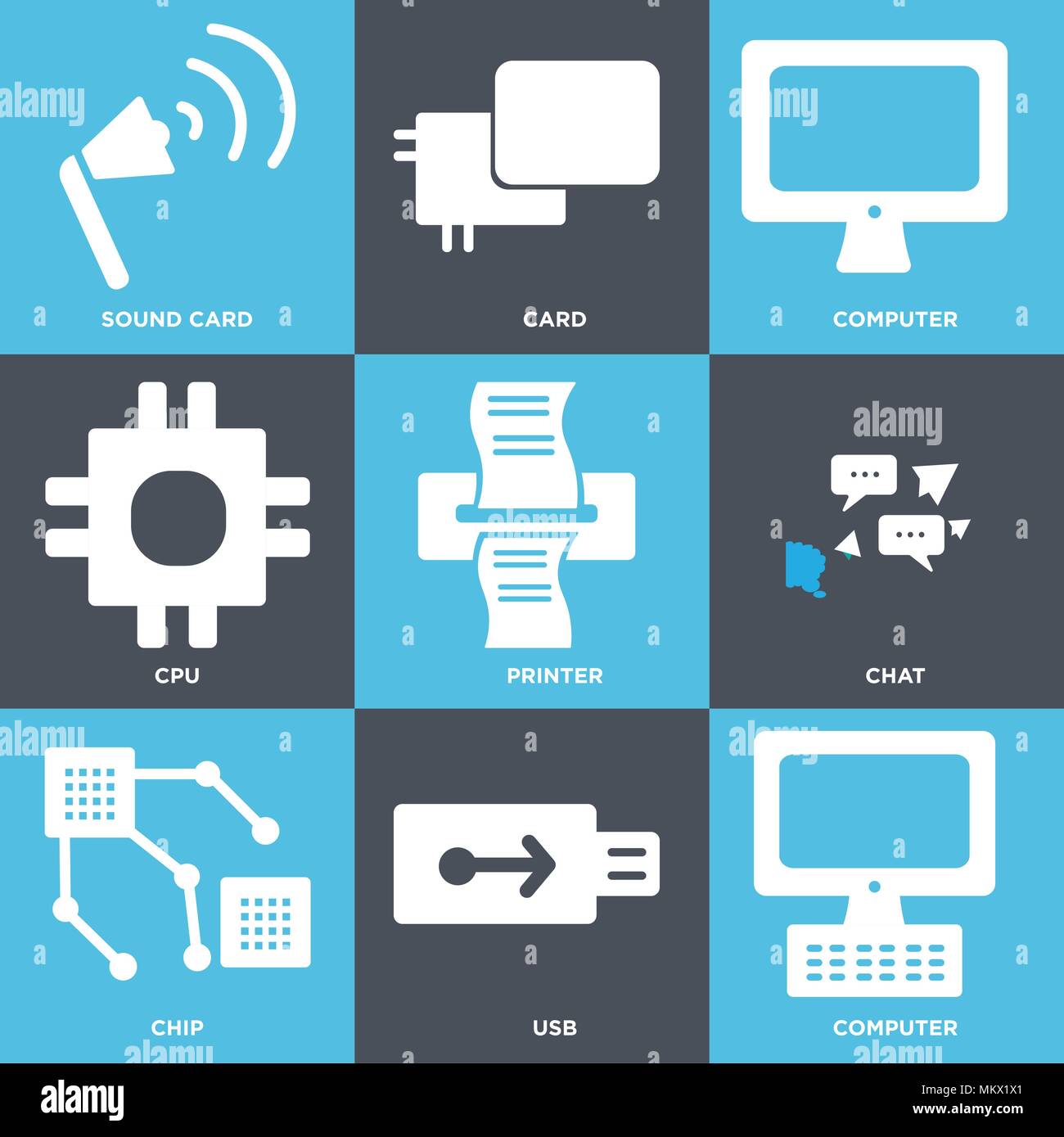 Computer parts icons black hi-res stock photography and images - Alamy