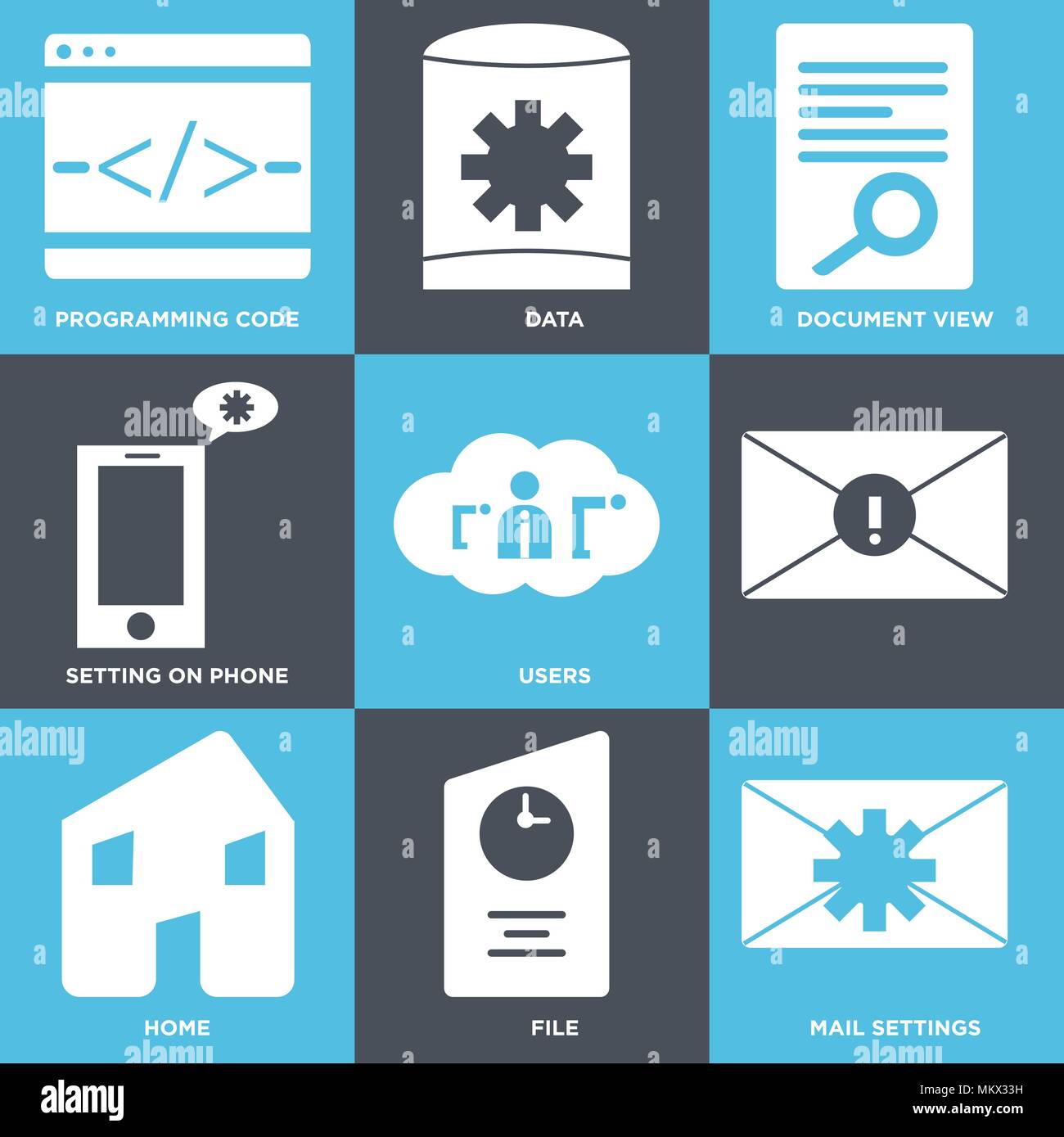 Set Of 9 Simple Editable Icons Such As Mail Settings File Home Users Setting On Phone