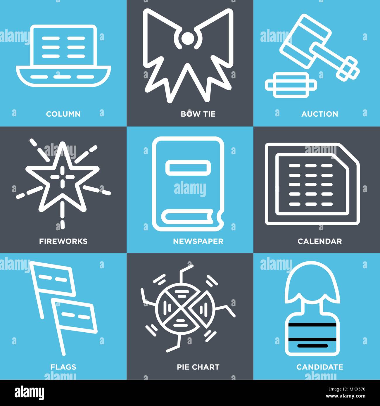 Set Of 9 simple editable icons such as Candidate, Pie chart, Flags ...