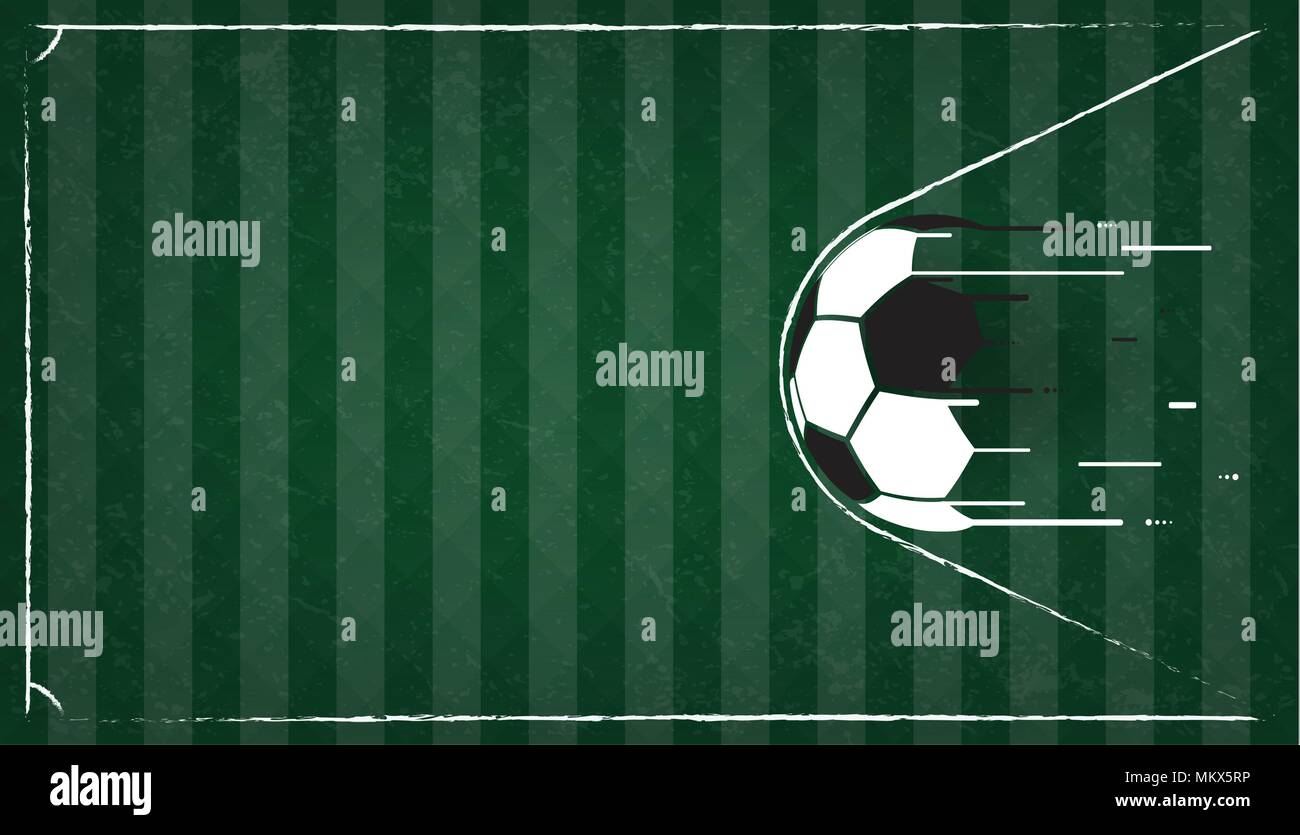 Soccer ball in net on green gress background. Football design ...