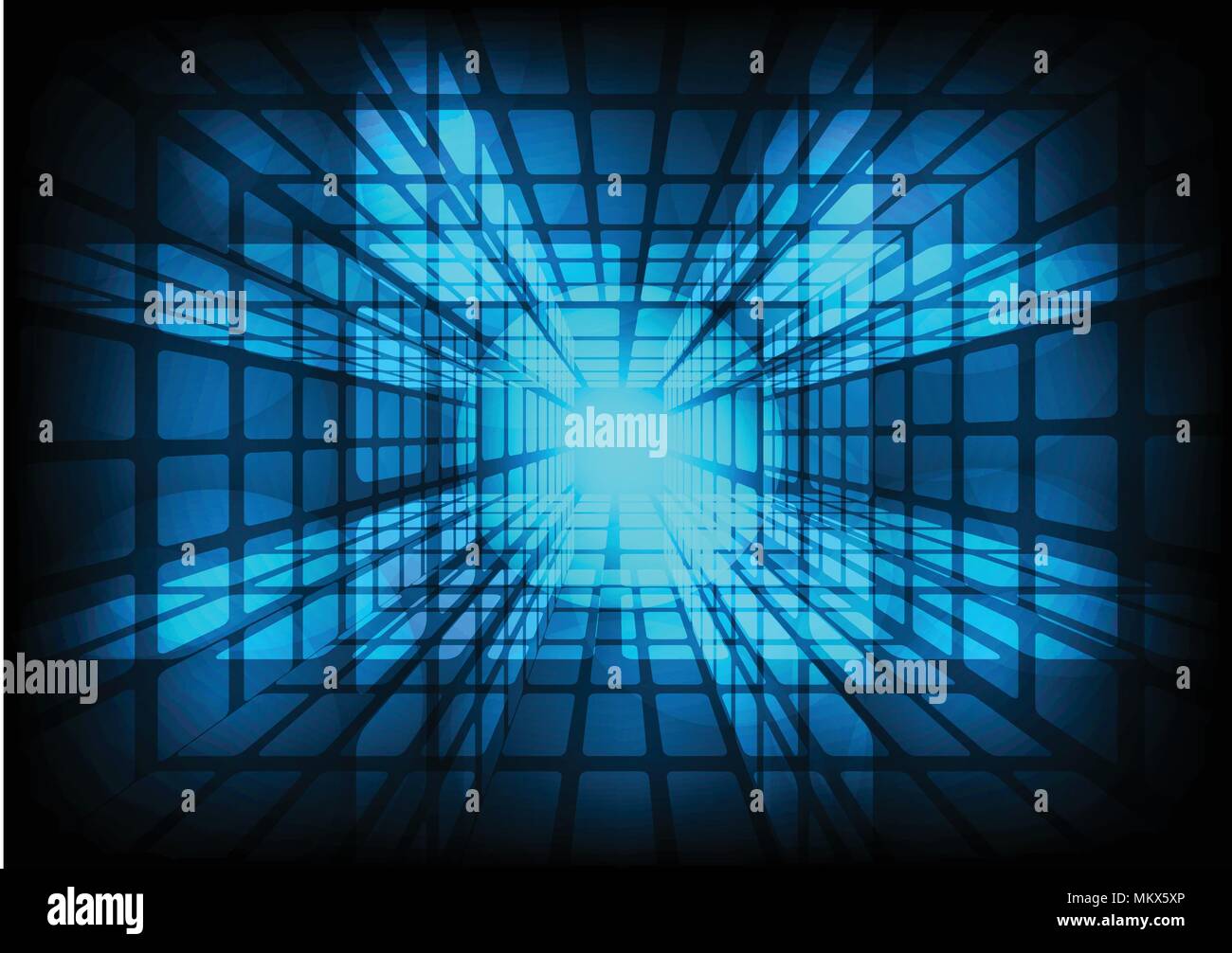 Blue glowing hardware with particles, computer generated abstract ...