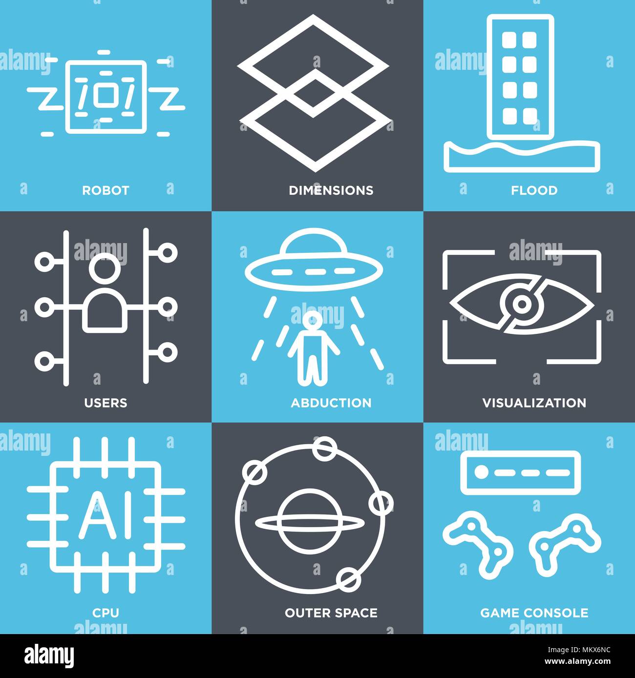 Set Of 9 Simple Editable Icons Such As Game Console Outer Space Cpu