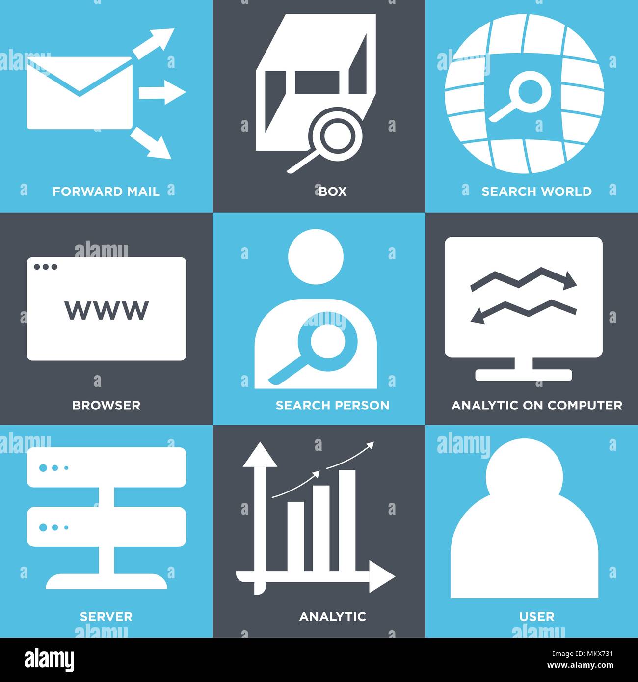 Set Of 9 Simple Editable Icons Such As User Analytic Server Analytic On Computer Search