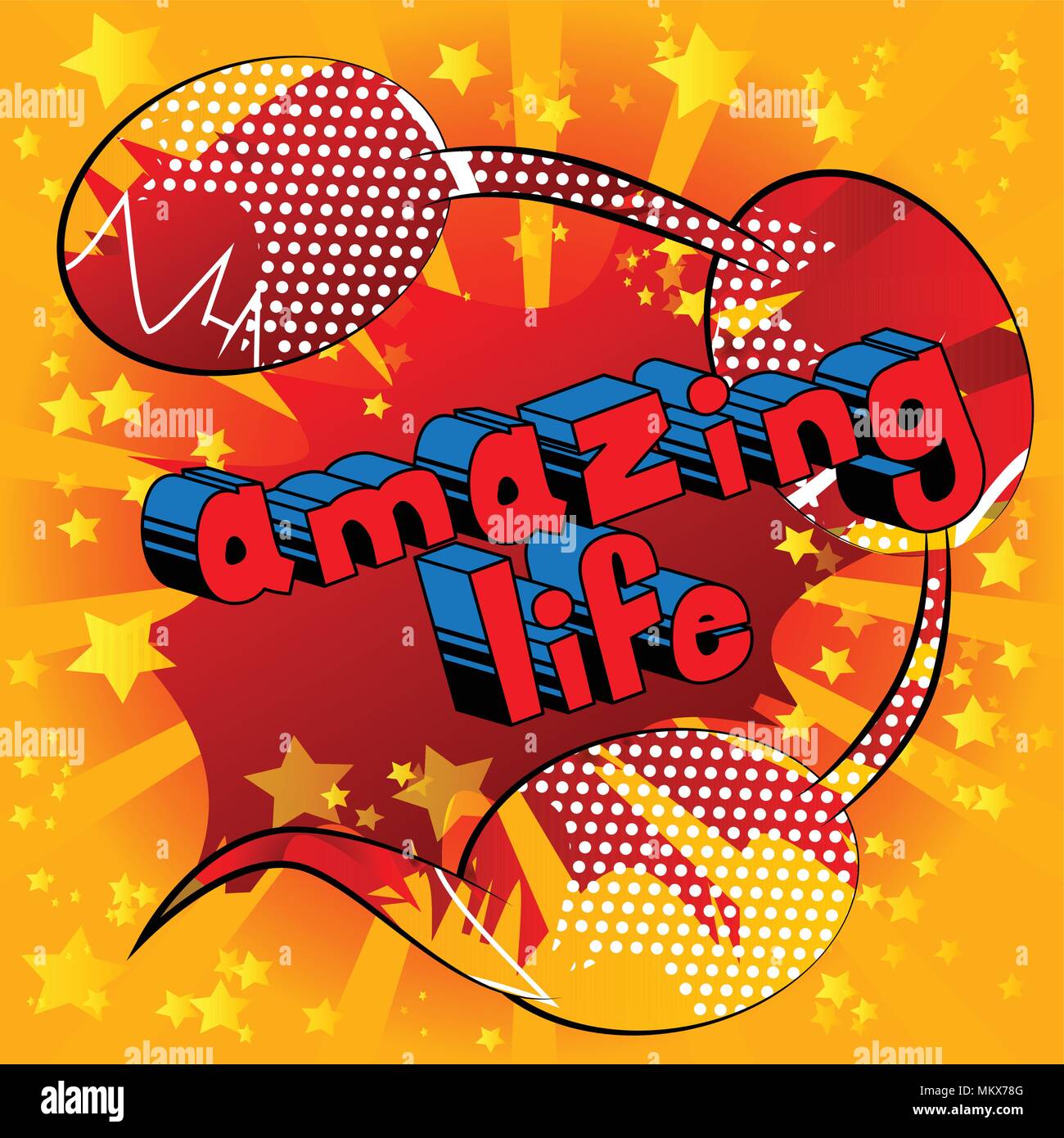 Amazing Life - Comic book style phrase on abstract background Stock ...