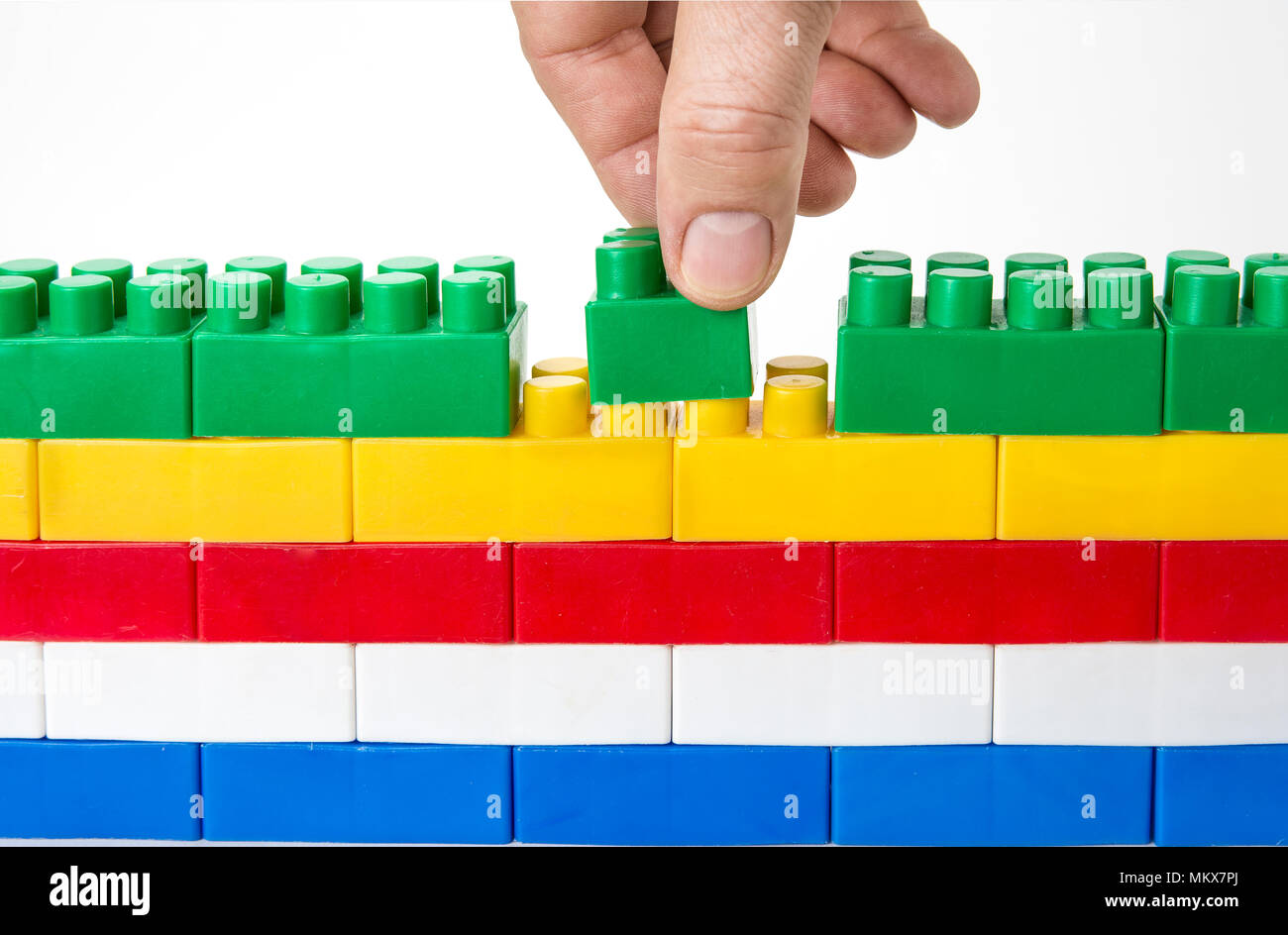 Lego wall. Creativity unity and fit or doesn't fit concept Stock Photo ...