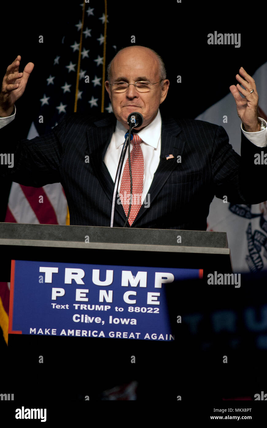 Clive, Iowa, USA, September 13, 2016 Former New York CIty Mayor Rudy ...