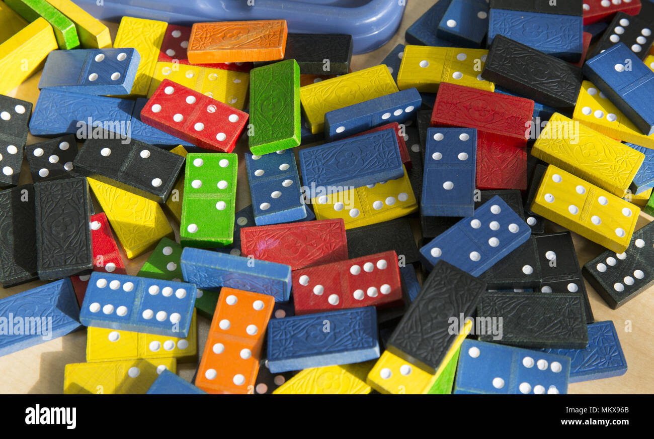 Colorful dominoes at a nursery school classroom in New York City Stock ...