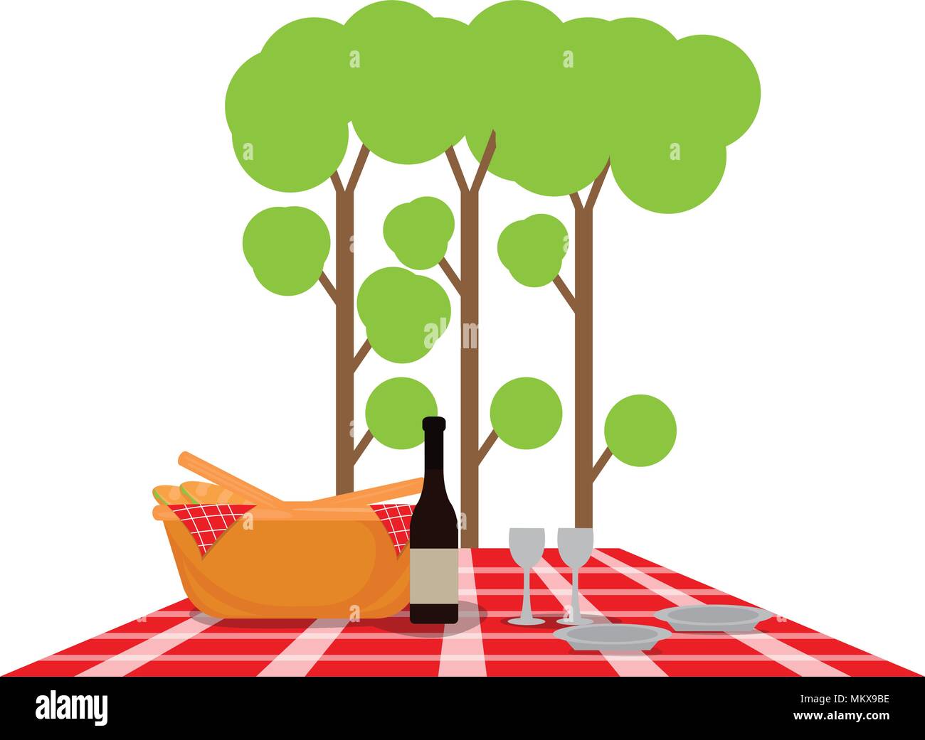 Spring picnic in meadow Stock Vector Images - Alamy