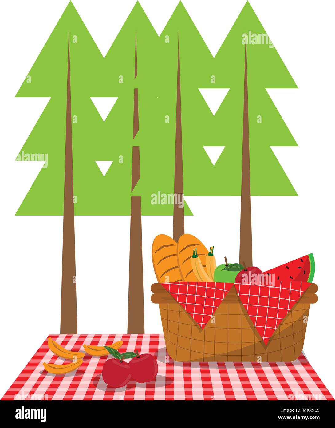 Picnic basket in background Stock Vector Images - Alamy